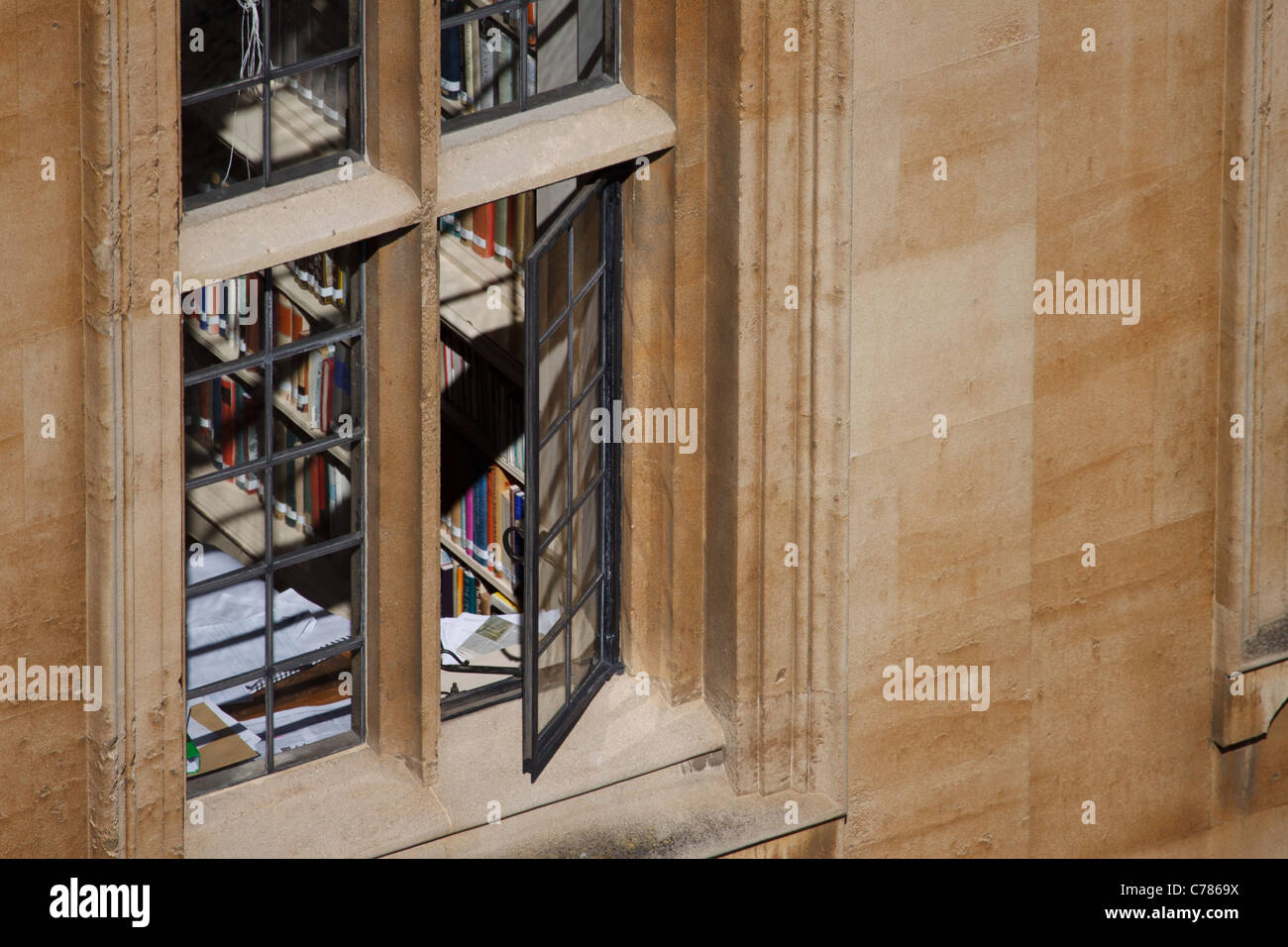 Open window into Library Stock Photo - Alamy
