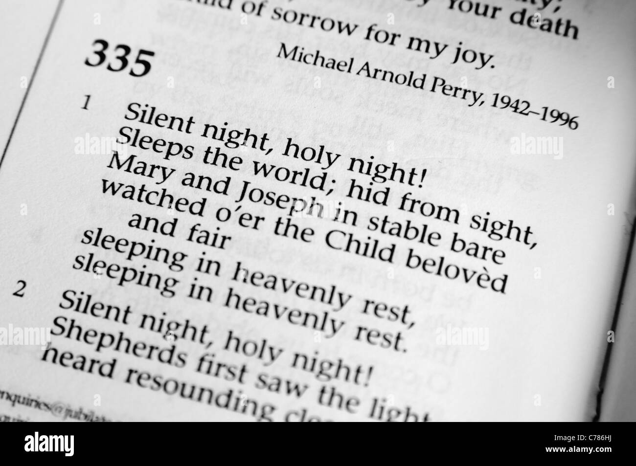 Christmas Carol "Silent Night" from the Irish Presbyterian Hymnal Stock ...