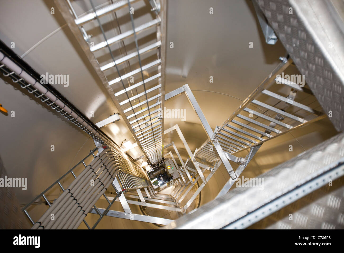 inside a wind turbine at the Walney offshore wind farm, Cumbria, UK ...