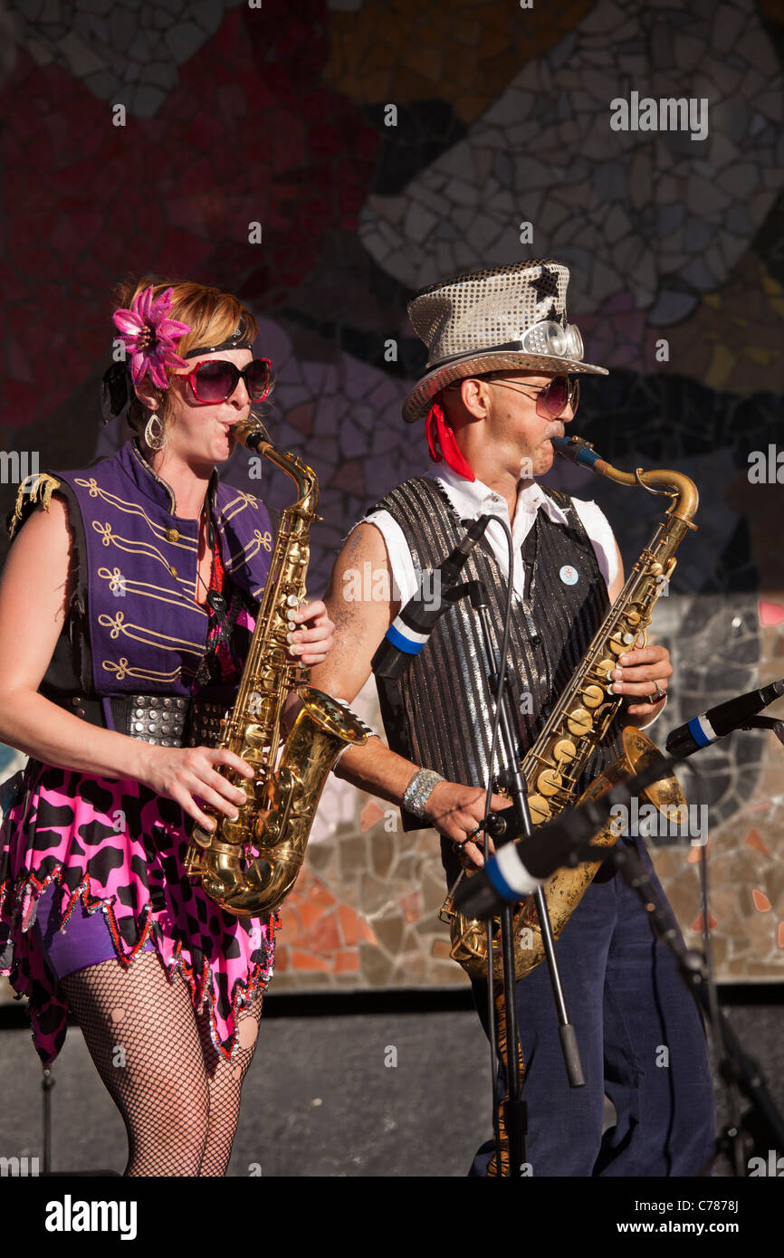 Saxophones in March Fourth Marching Band performing at Bumbershoot 2011 ...