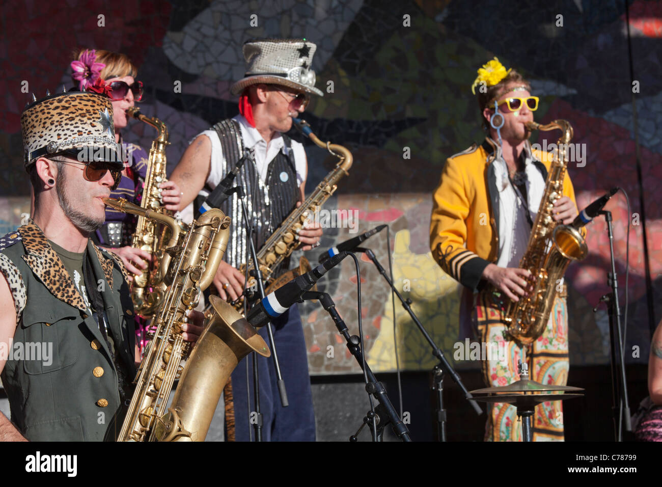 Saxophone section of March Fourth Marching Band performing at ...