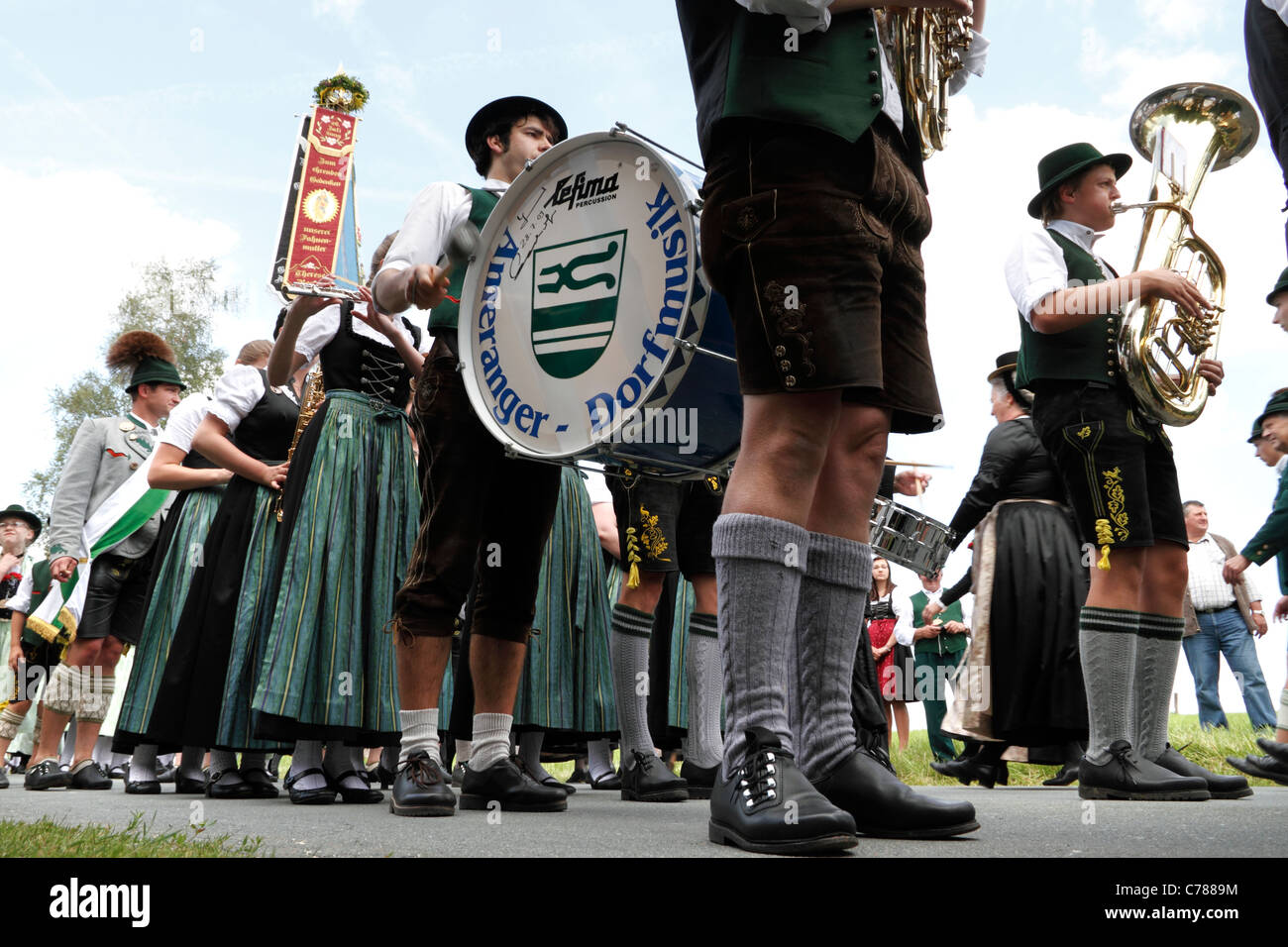 brass band at the ( Gaufest ) Festival of Traditional Bavarian Costumes ...