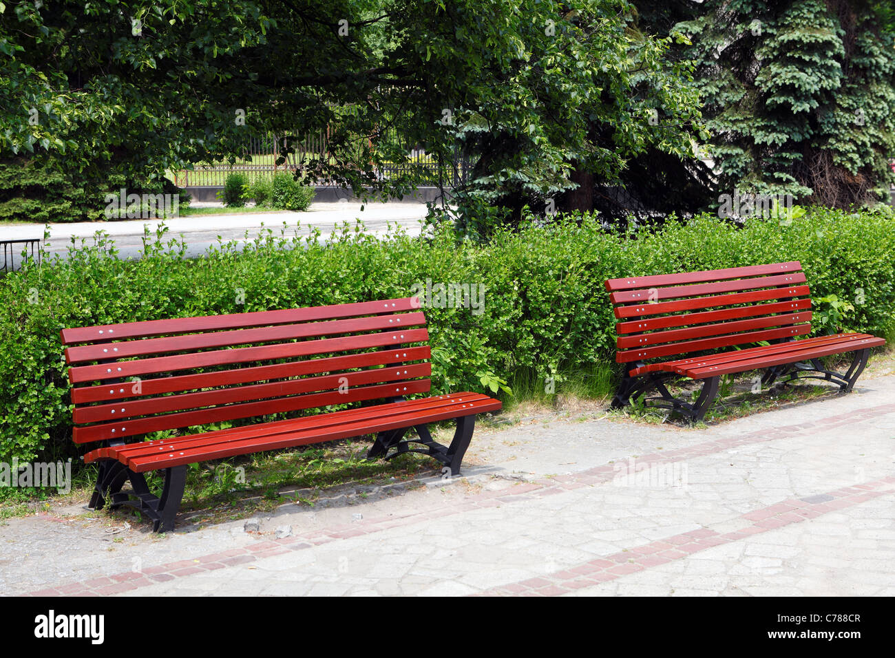 Benches in the park Stock Photo - Alamy