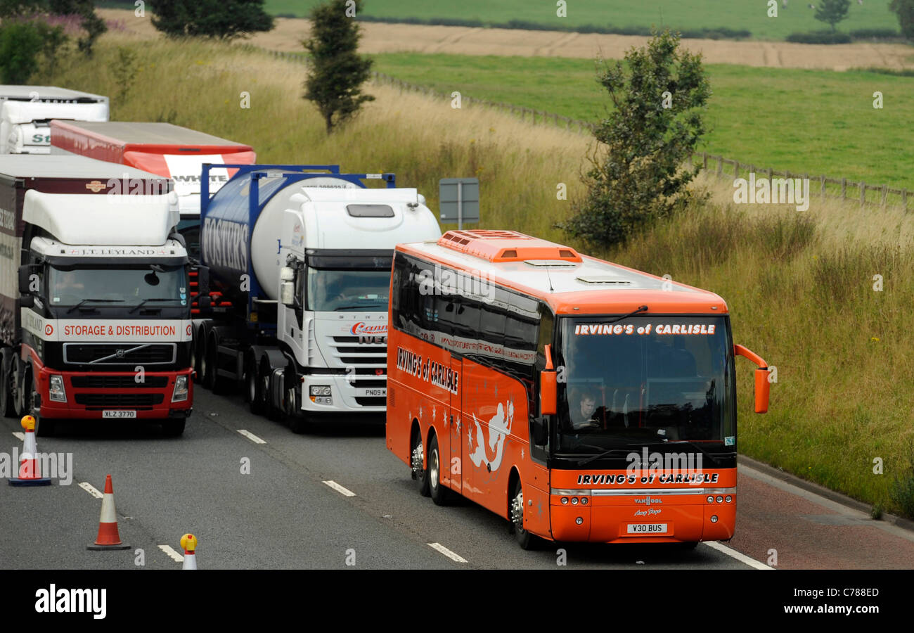 Vanhool three axle coach Irvings of Carlisle Stock Photo - Alamy