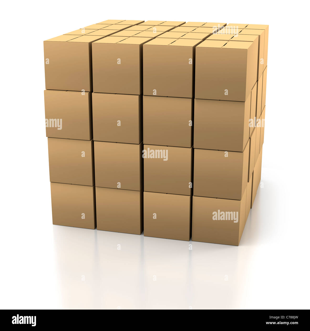 Tidy stack of cardboard boxes on a white background Stock Photo - Alamy