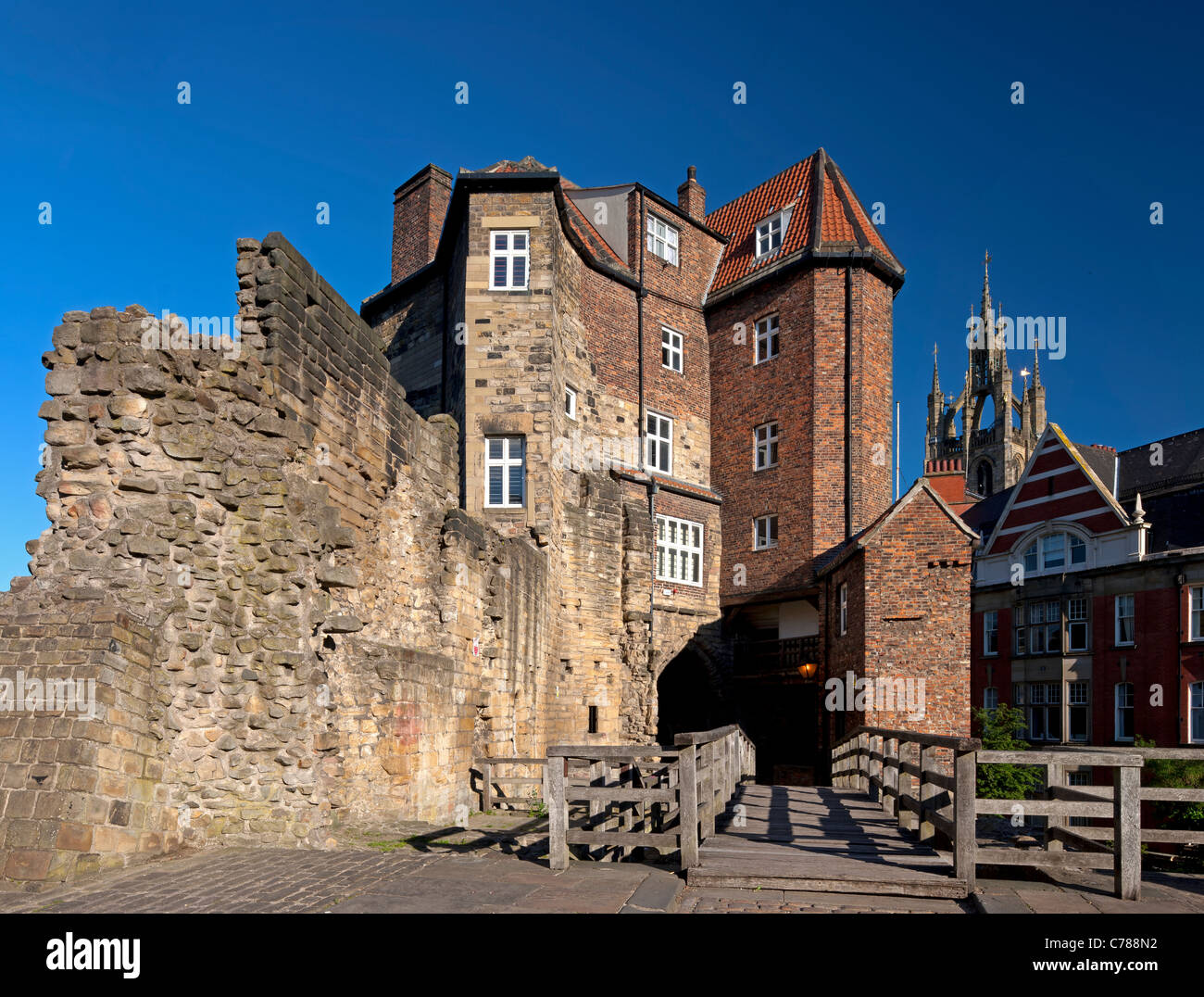 The Black Gate in Newcastle upon Tyne, with a view of St Nicholas ...
