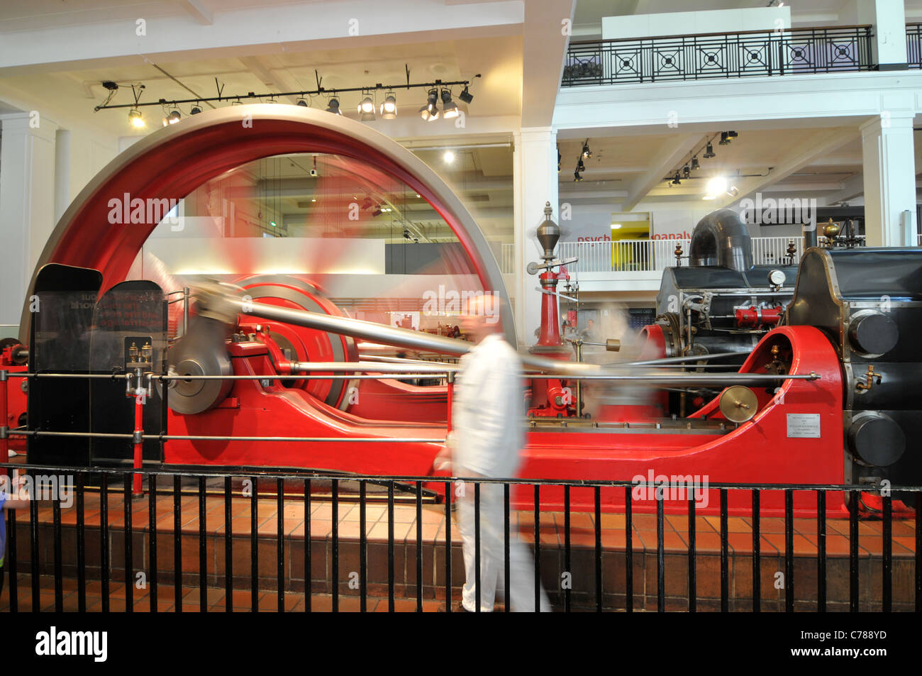 Science Museum London Steam Engine flywheel turning blurred Stock Photo ...