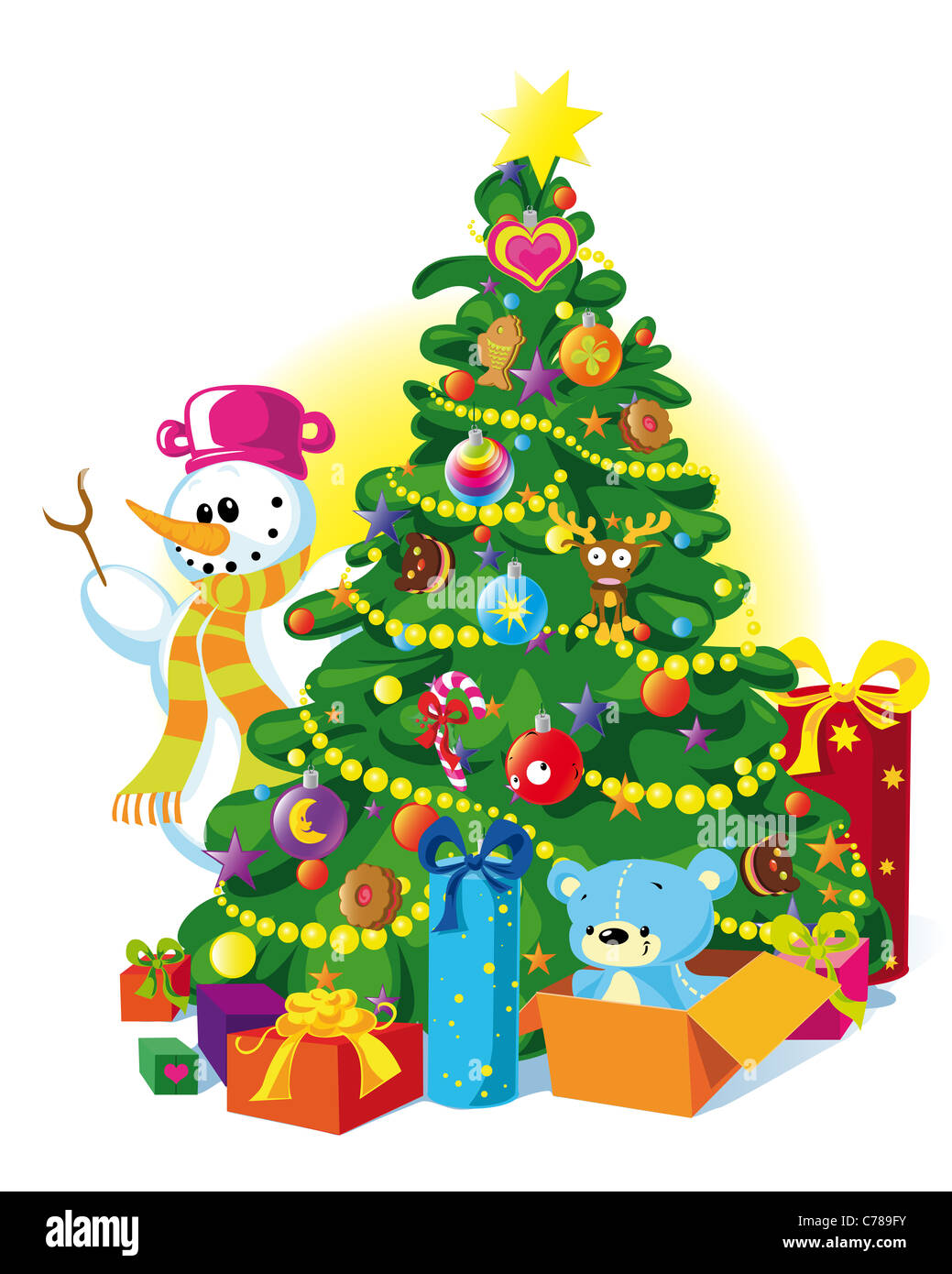 Happy Christmas tree Stock Photo - Alamy