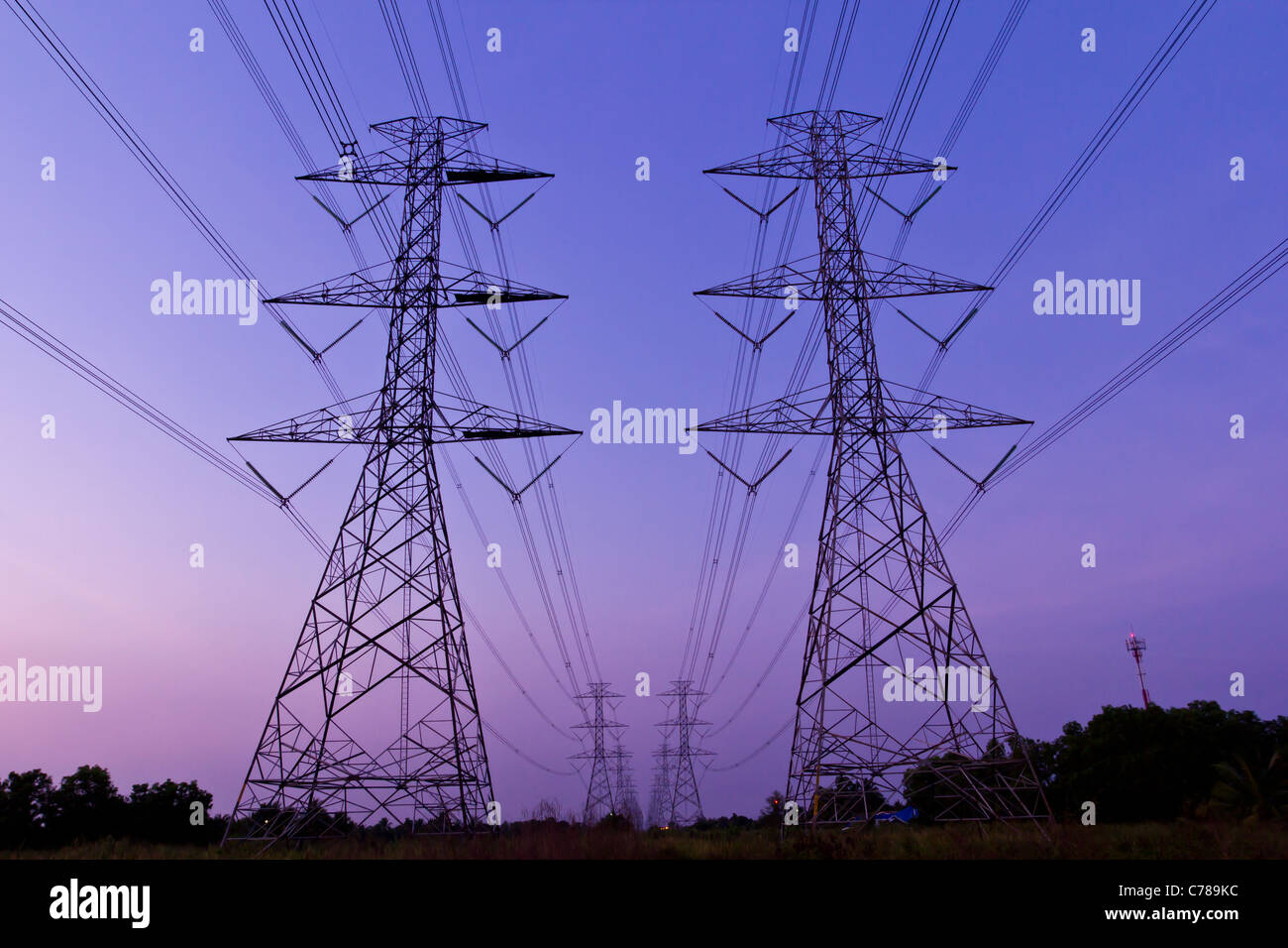 electric high voltage power post Stock Photo - Alamy