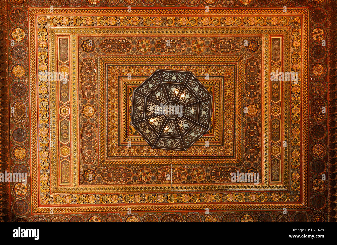 Ornate ceiling and chandelier inside the gatehouse of the Citadel of ...