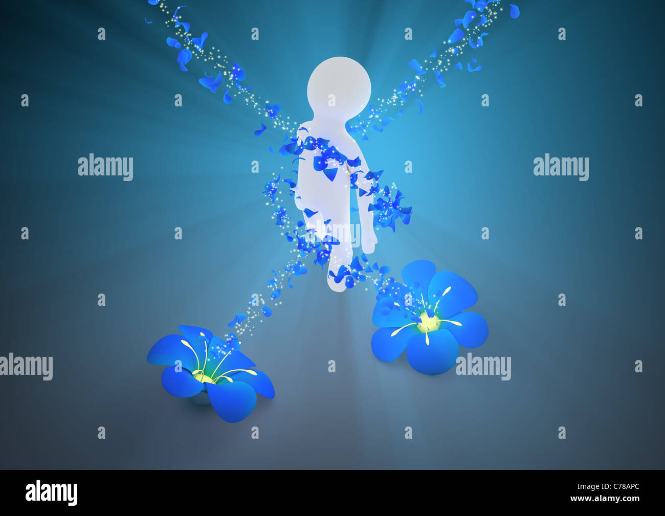 render of a person rising through nature Stock Photo - Alamy