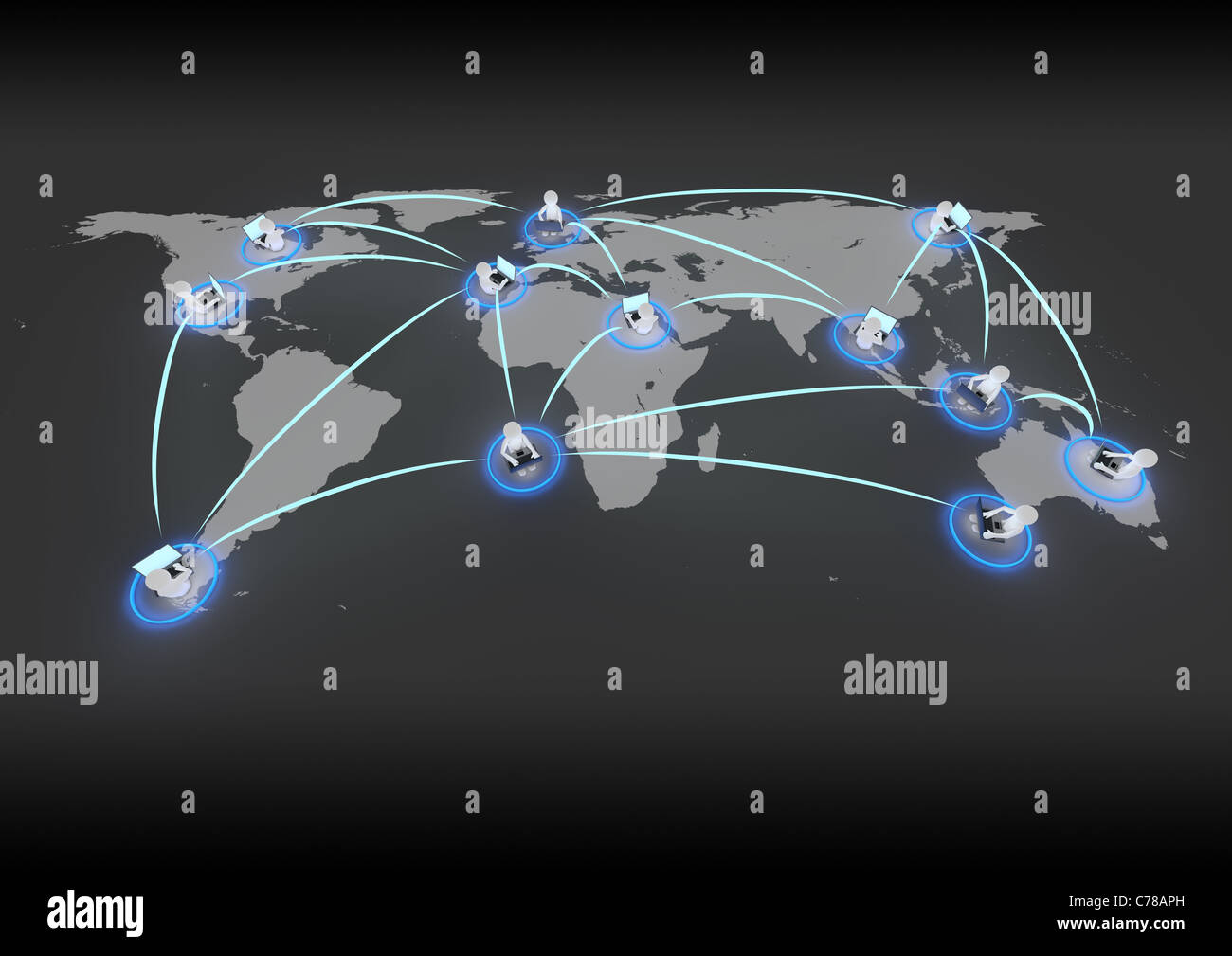 render of several people connected to each other around the world Stock ...