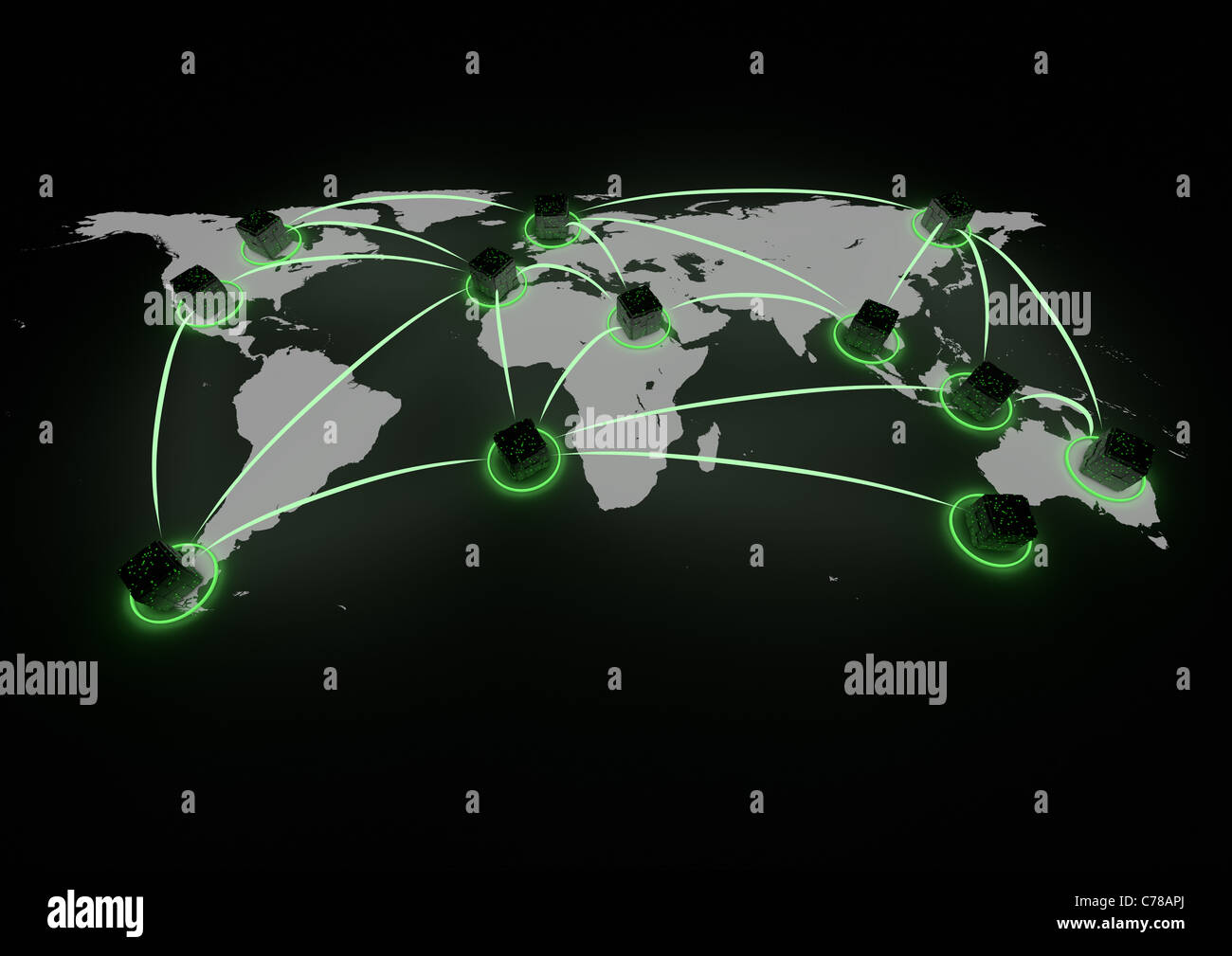 render of a high-tech network of connected cubes Stock Photo - Alamy