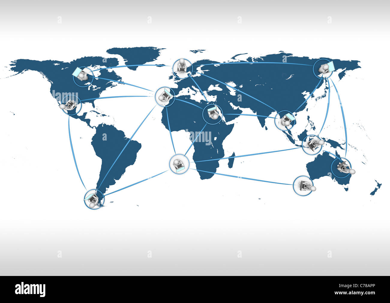 render of several people connected to each other around the world Stock ...