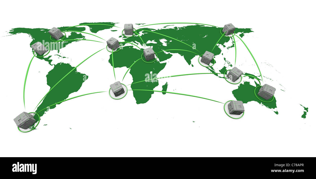 render of a high-tech network of connected cubes Stock Photo - Alamy