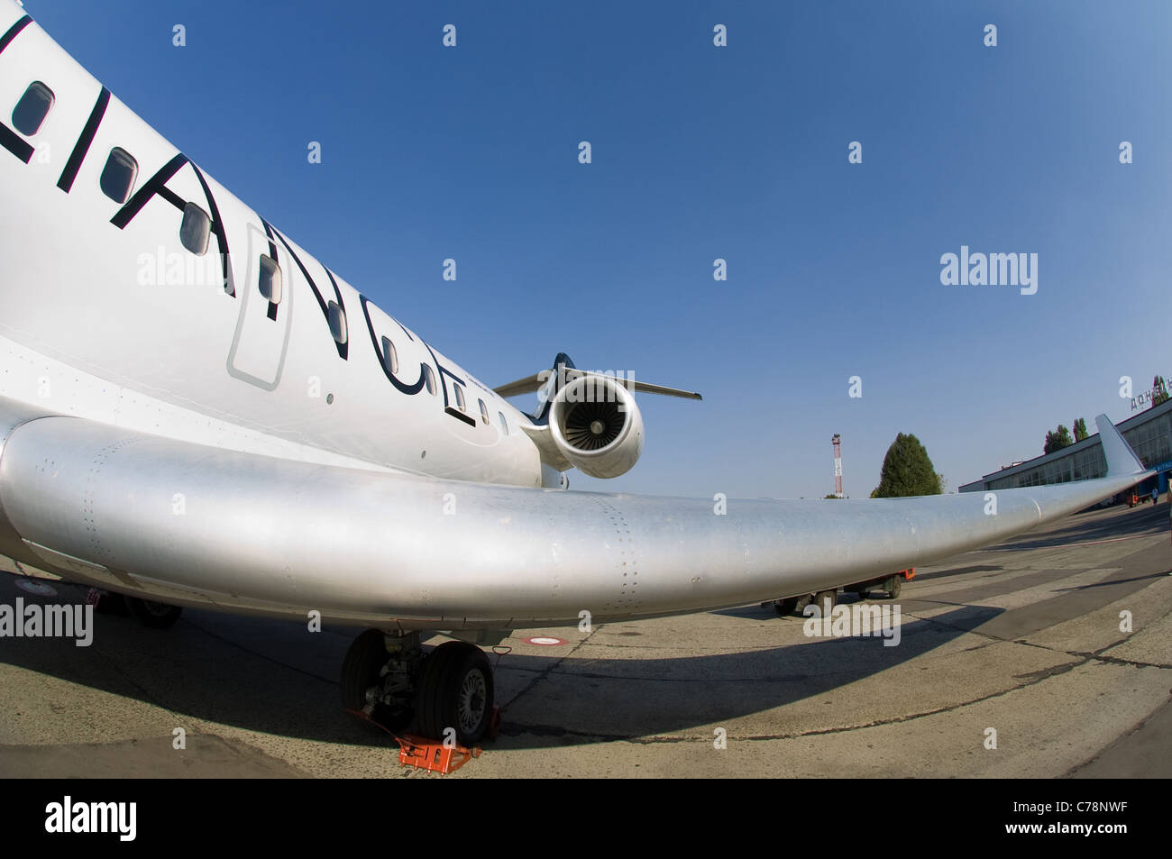 passenger aircraft stands at the airport Stock Photo - Alamy