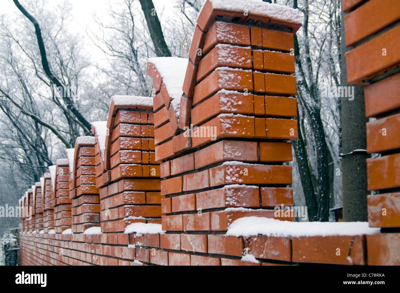 brick wall in winter Stock Photo - Alamy