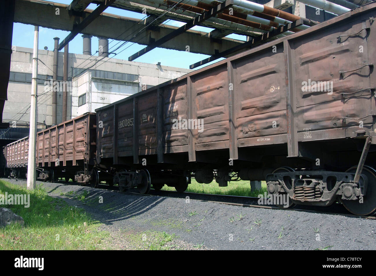 car transport train on the rails of the railway Stock Photo - Alamy