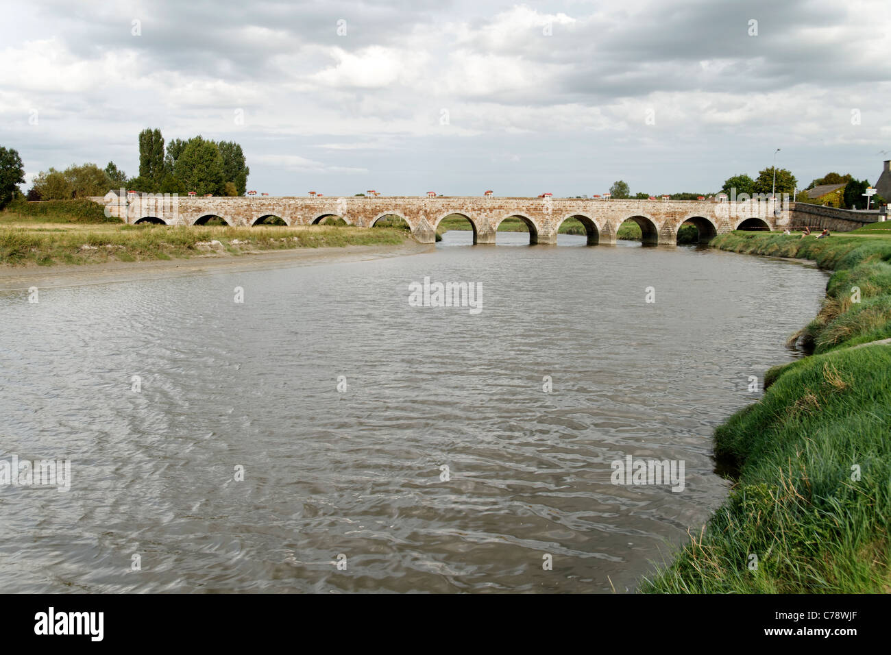 Coastal river la Sélune and Pontaubault bridge (Manche, Normandy ...