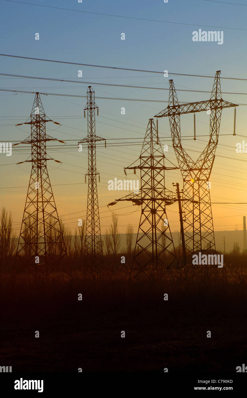 High Voltage - giant electric post Stock Photo - Alamy