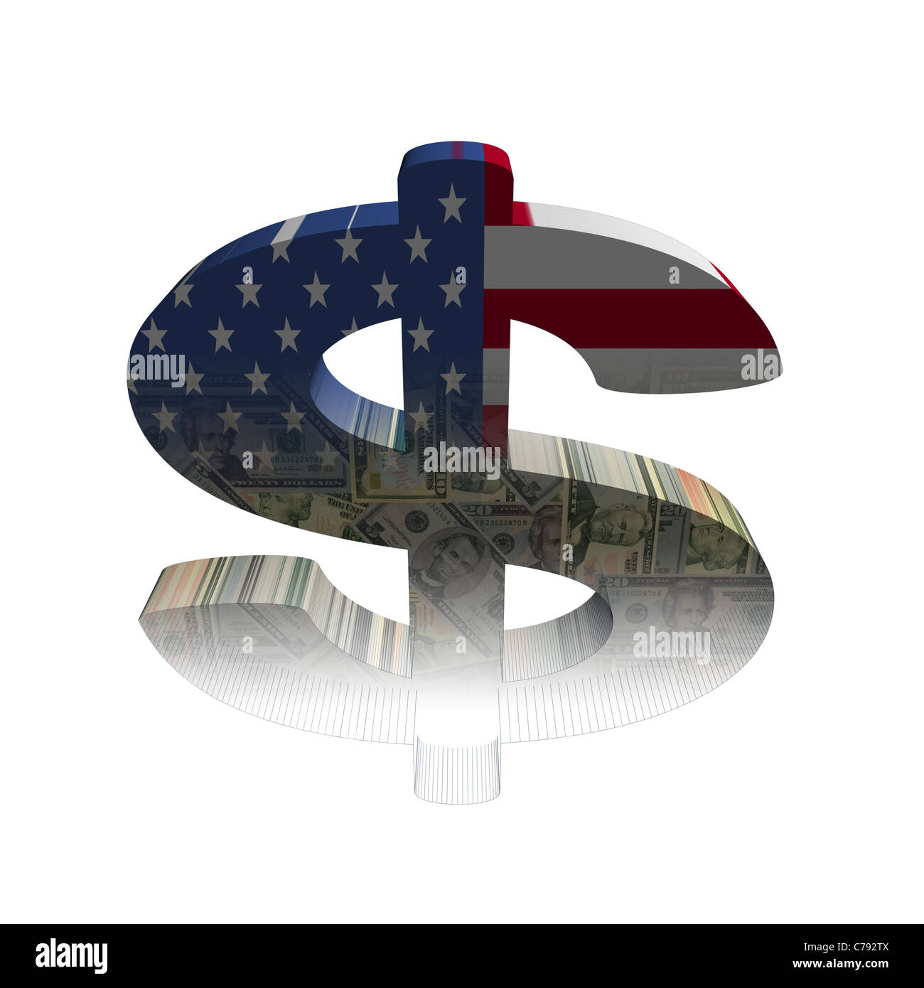 American dollar symbol with flag and dollars illustration Stock Photo ...
