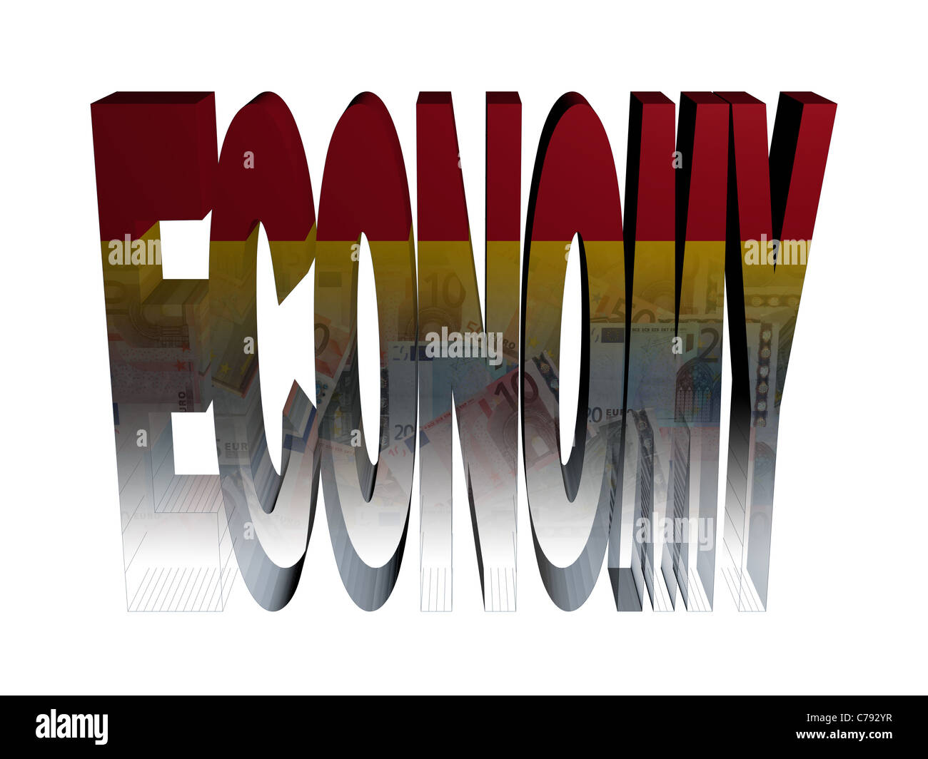 Economy text with Spanish flag and euros illustration Stock Photo - Alamy