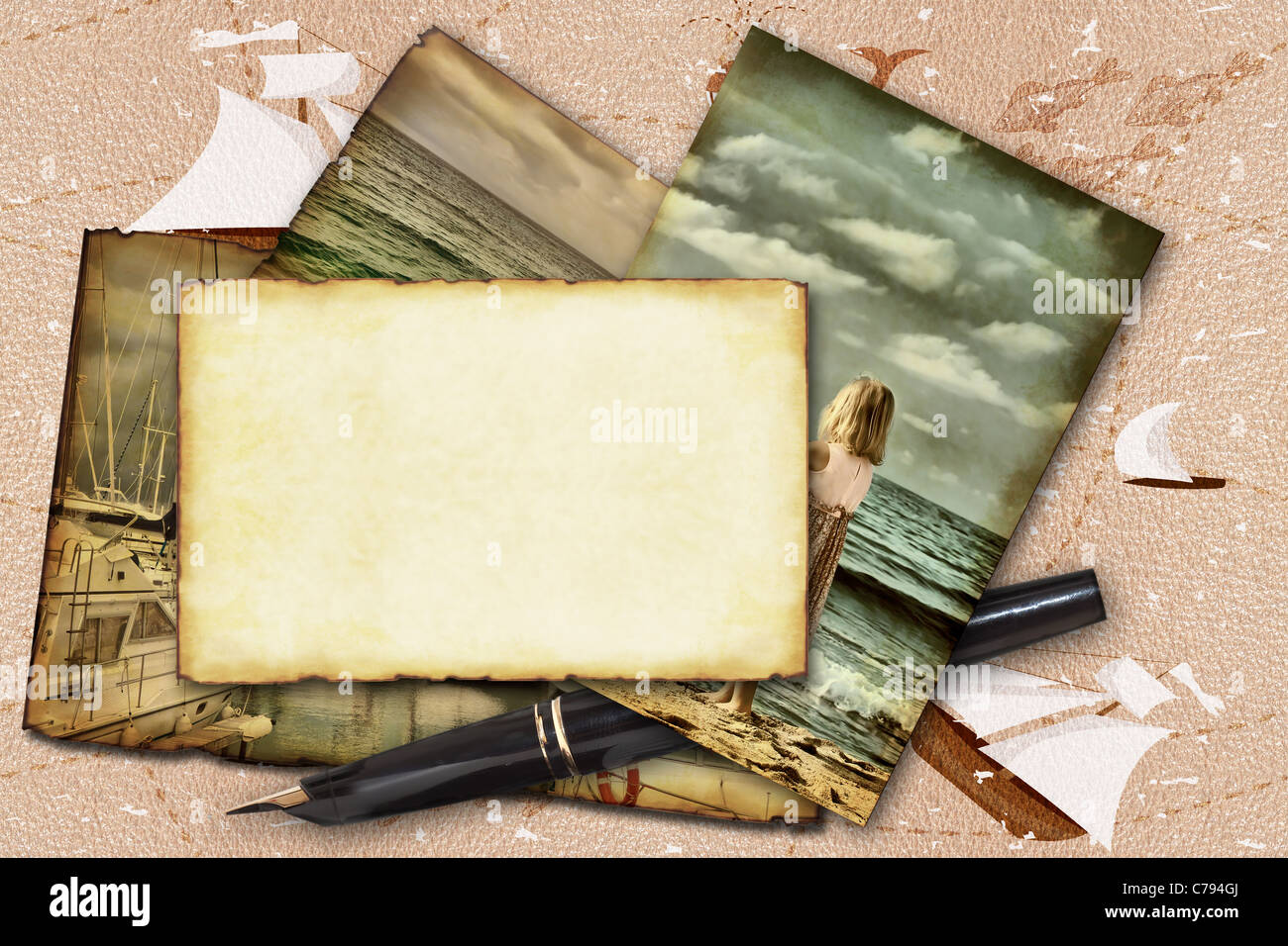 Abstract frame marine theme Stock Photo - Alamy