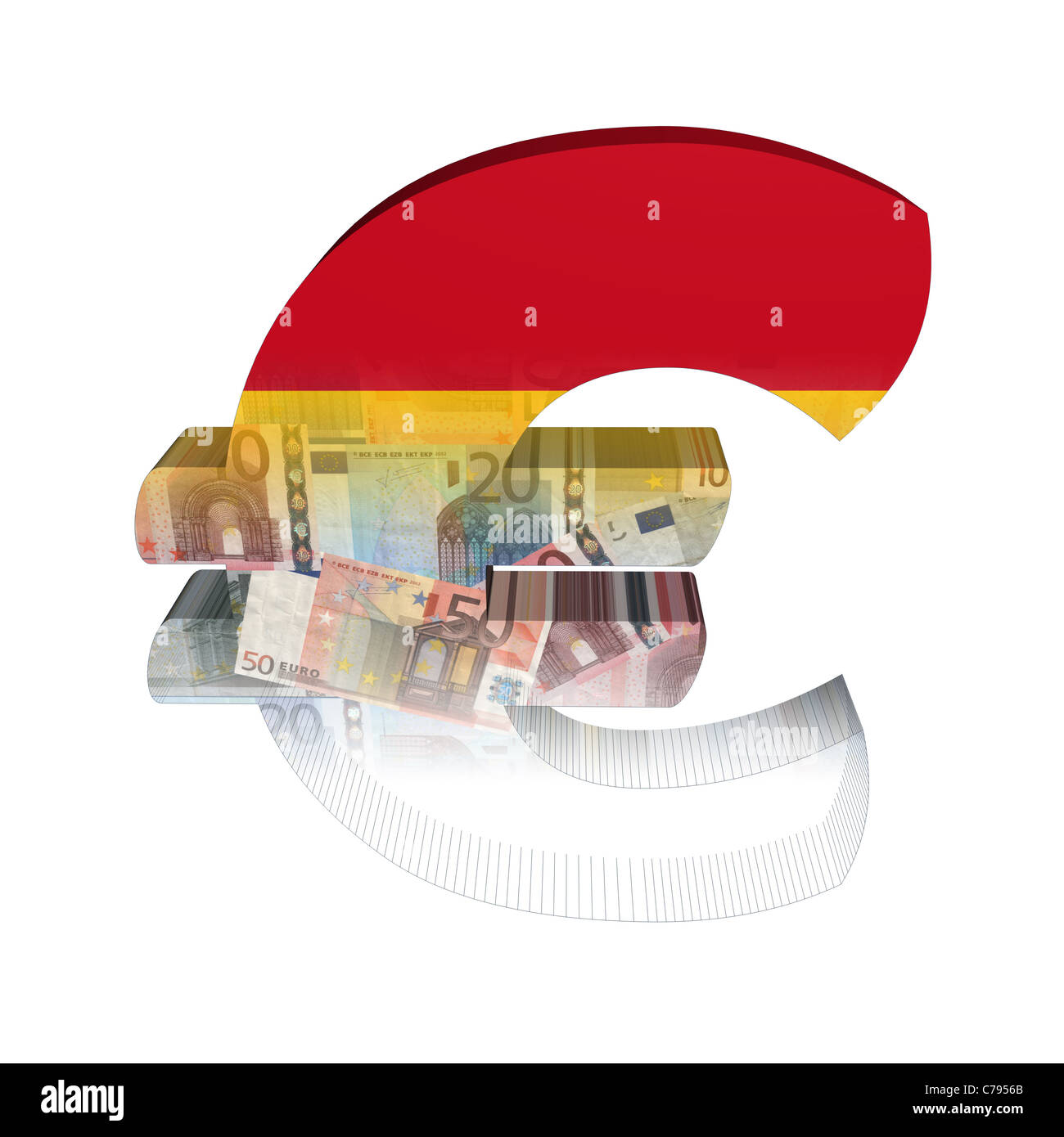 Spanish euro symbol with flag on white illustration Stock Photo - Alamy