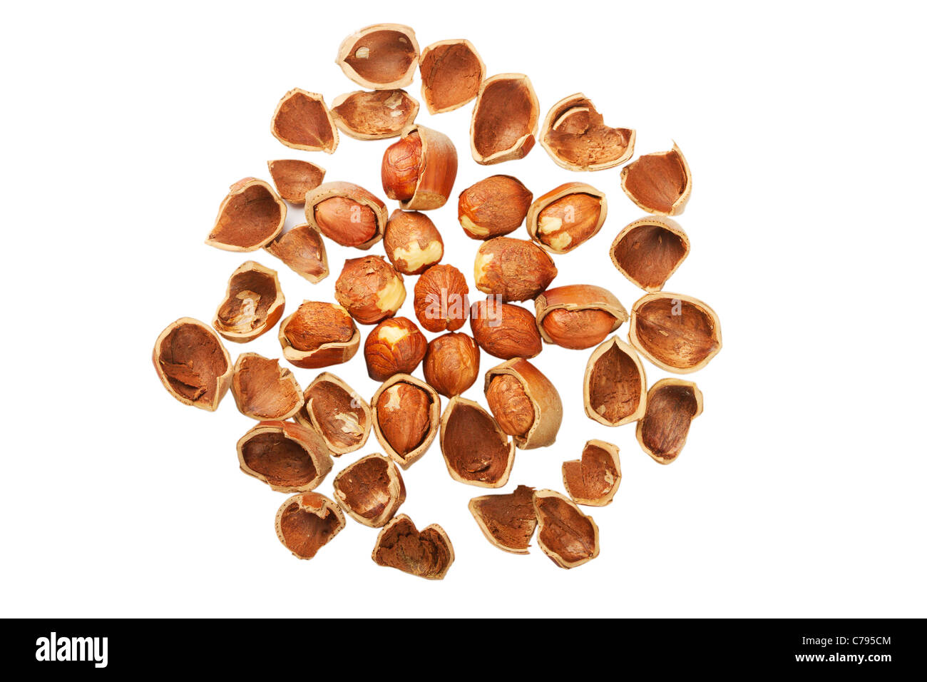 shell of nuts and nuts isolated on a white background Stock Photo - Alamy