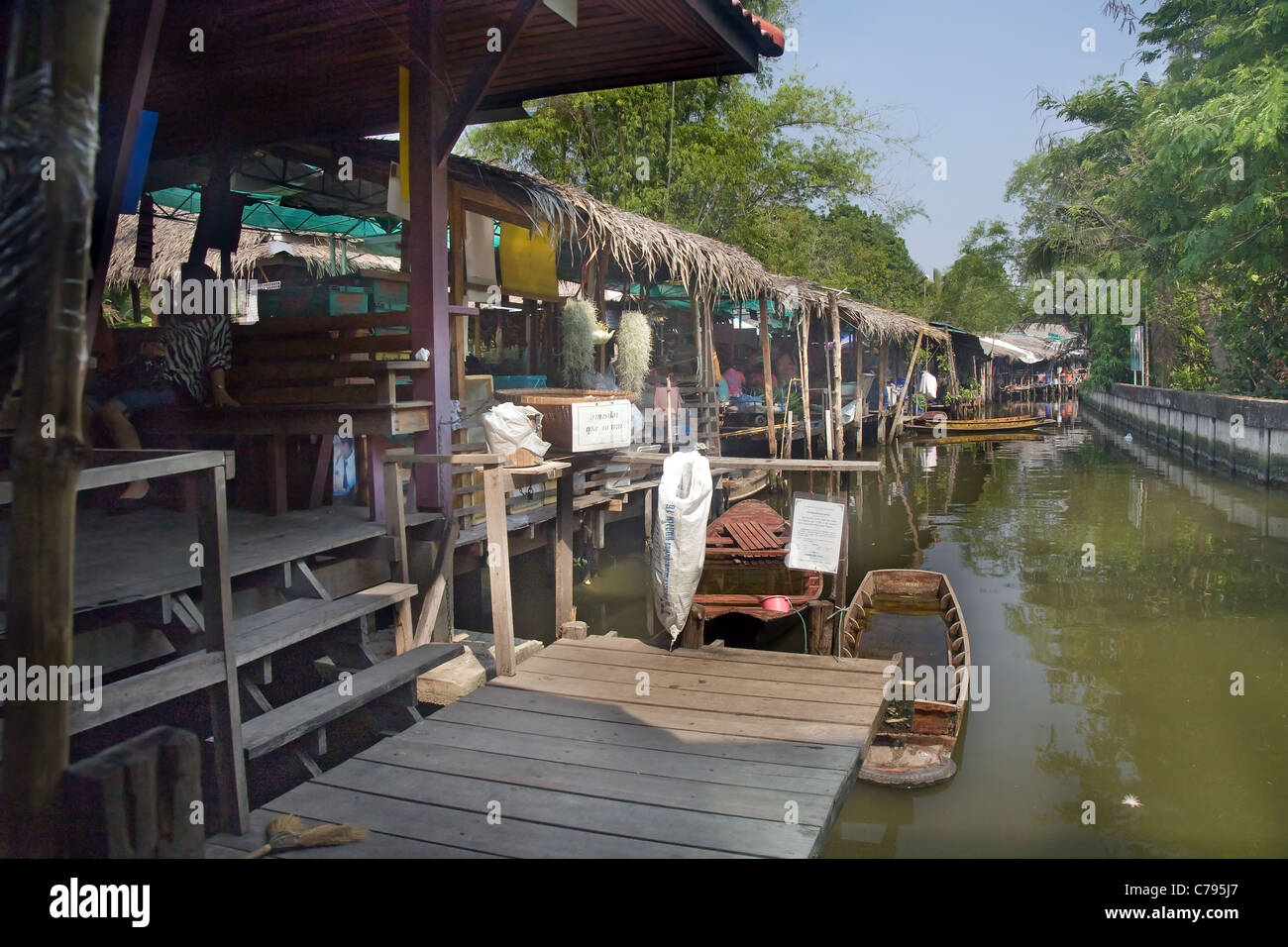Water canal at Asian floating market Stock Photo - Alamy
