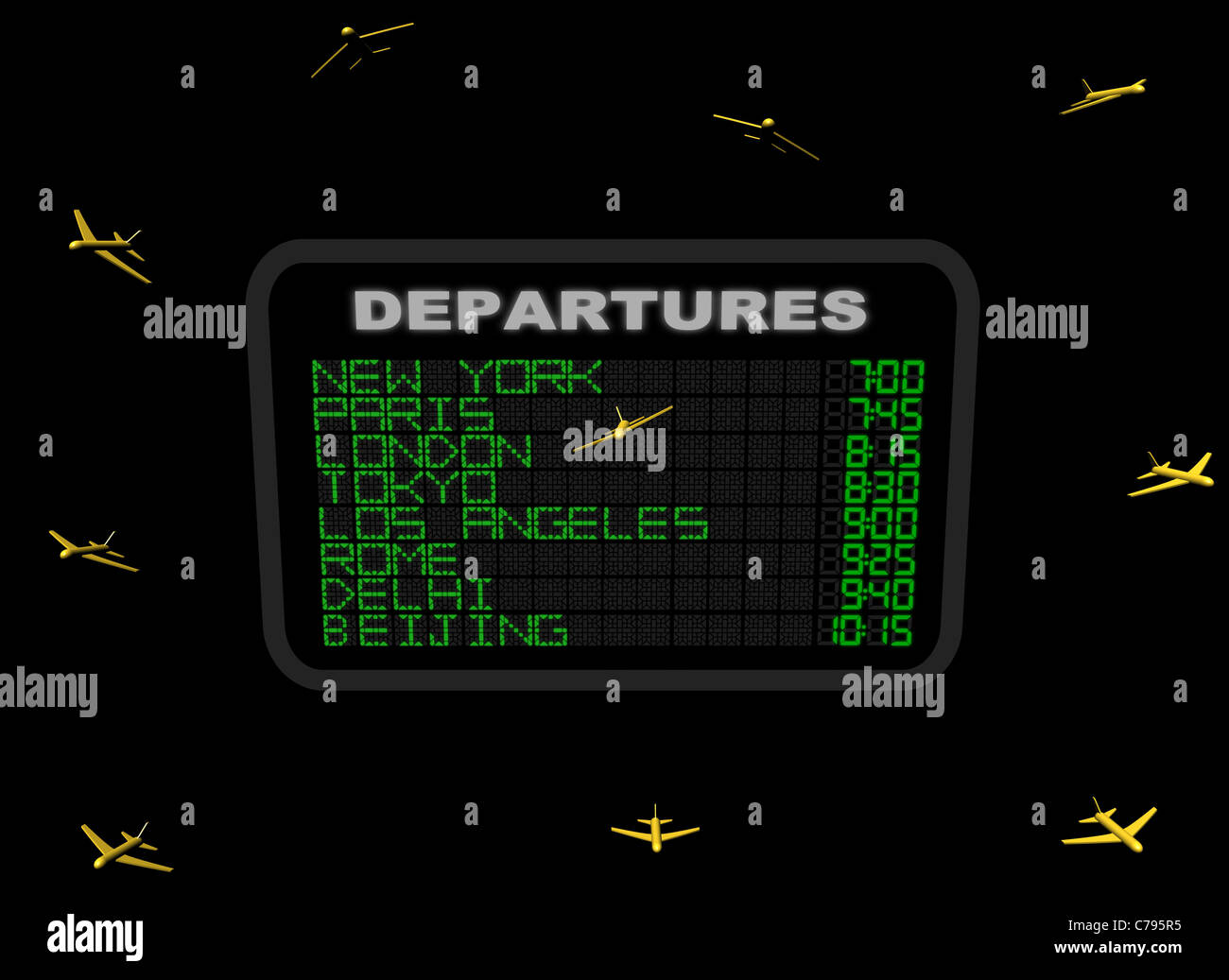 International Airport Departure board with abstract planes illustration ...