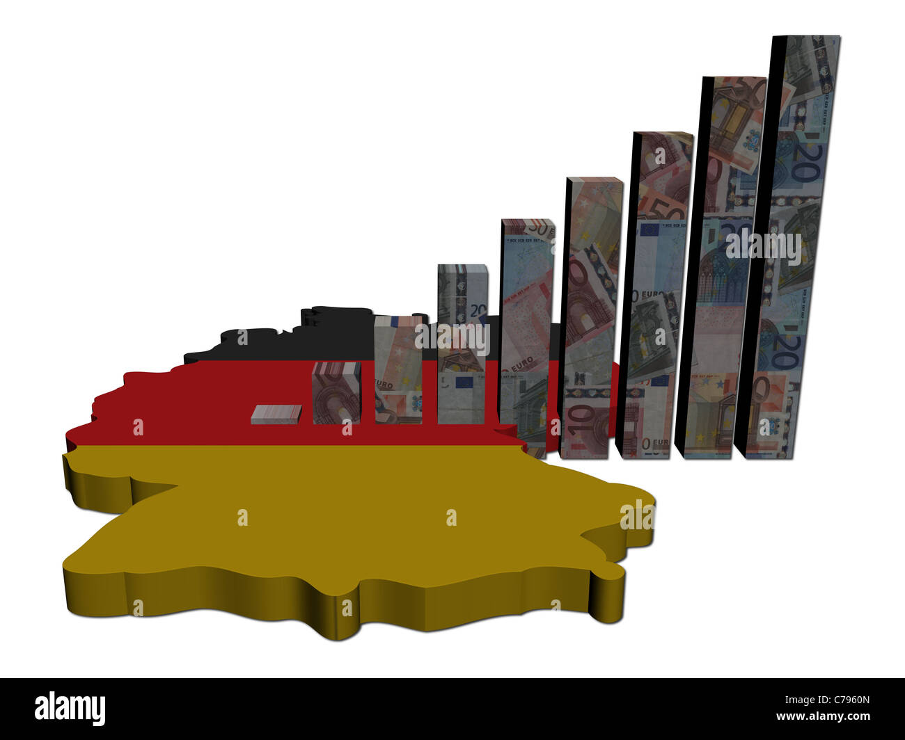 Euros graph on Germany map flag illustration Stock Photo - Alamy