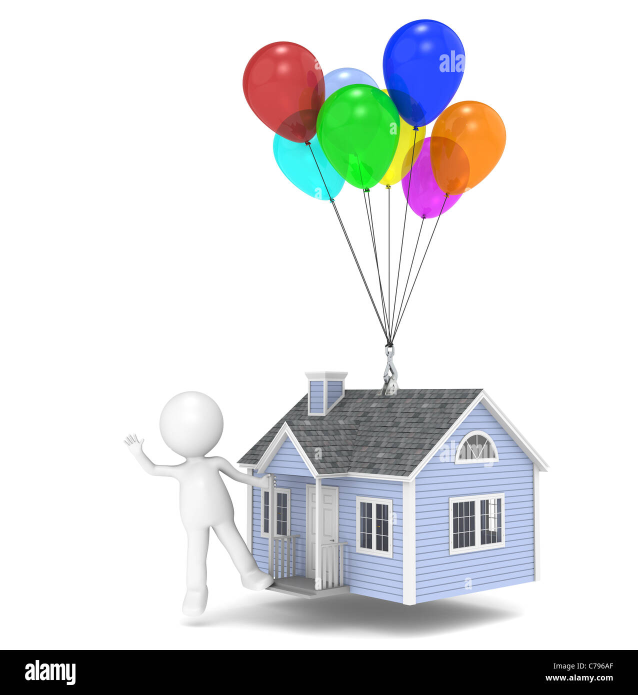 3D little human character moving his house. People Series Stock Photo ...