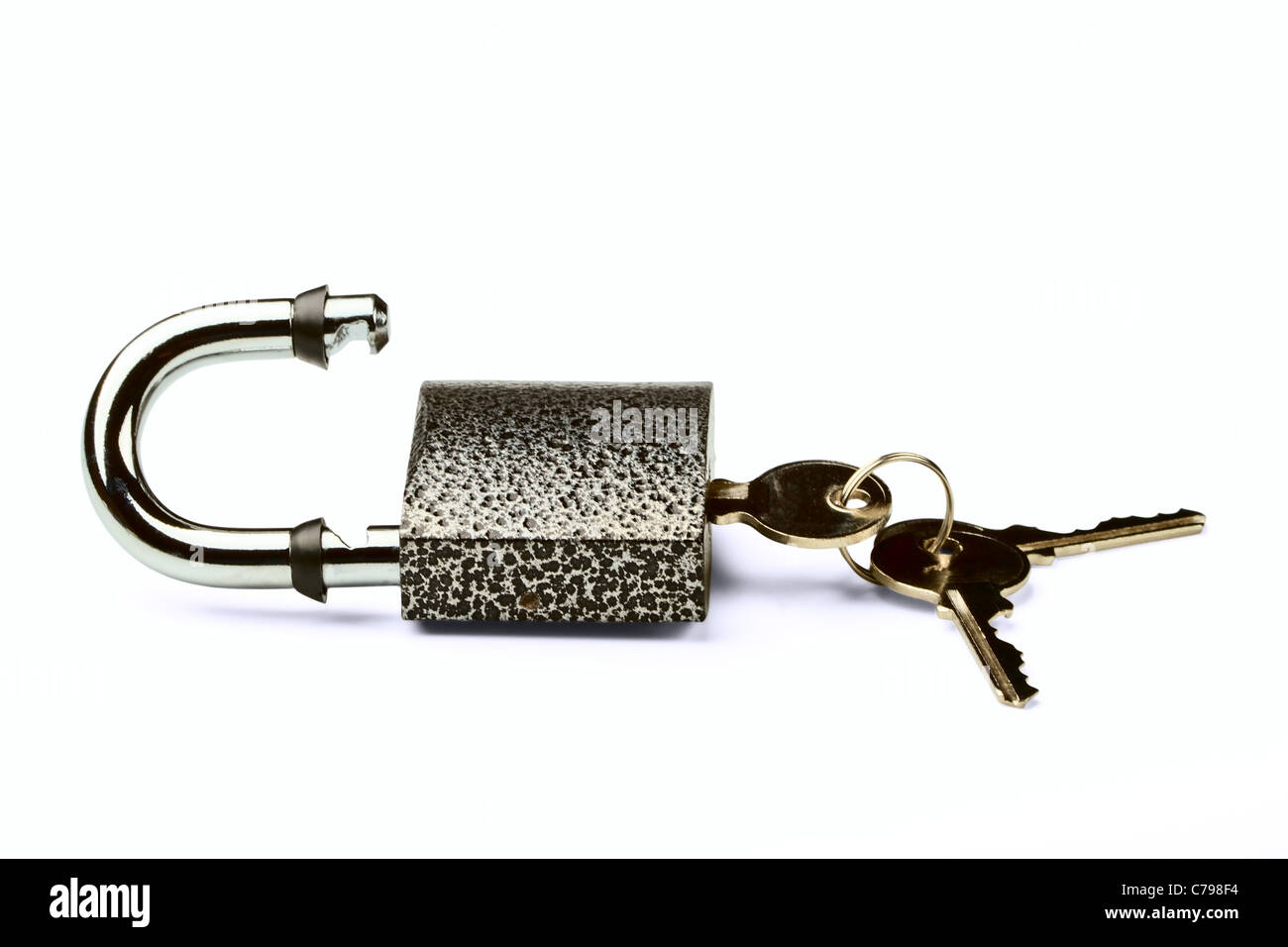 hinged lock with keys isolated on a white background Stock Photo - Alamy