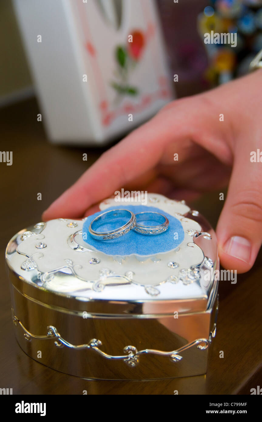 Silver Wedding Rings Stock Photo - Alamy