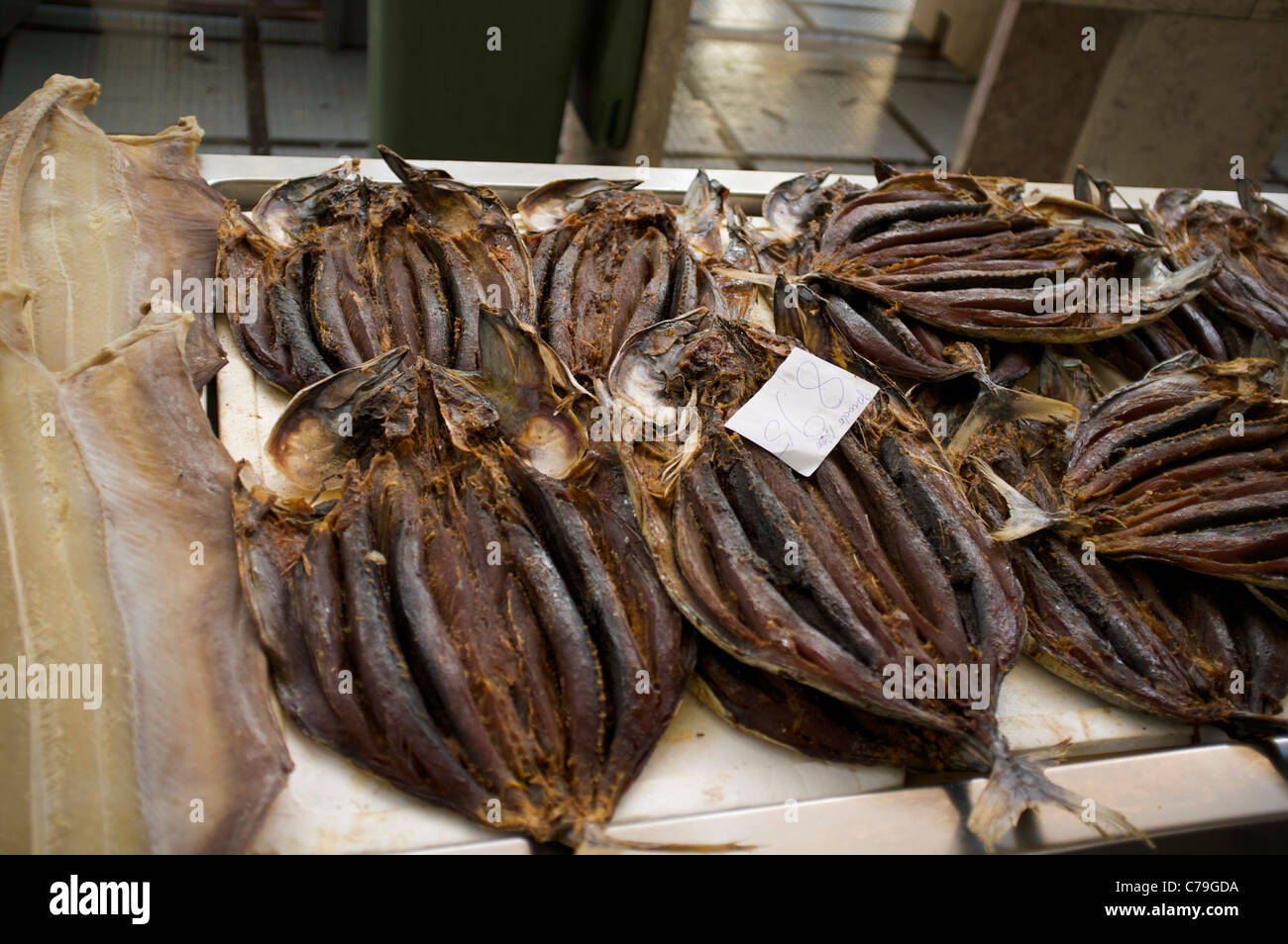 Dried fish in the fish market, Madeira, Portugal Stock Photo - Alamy