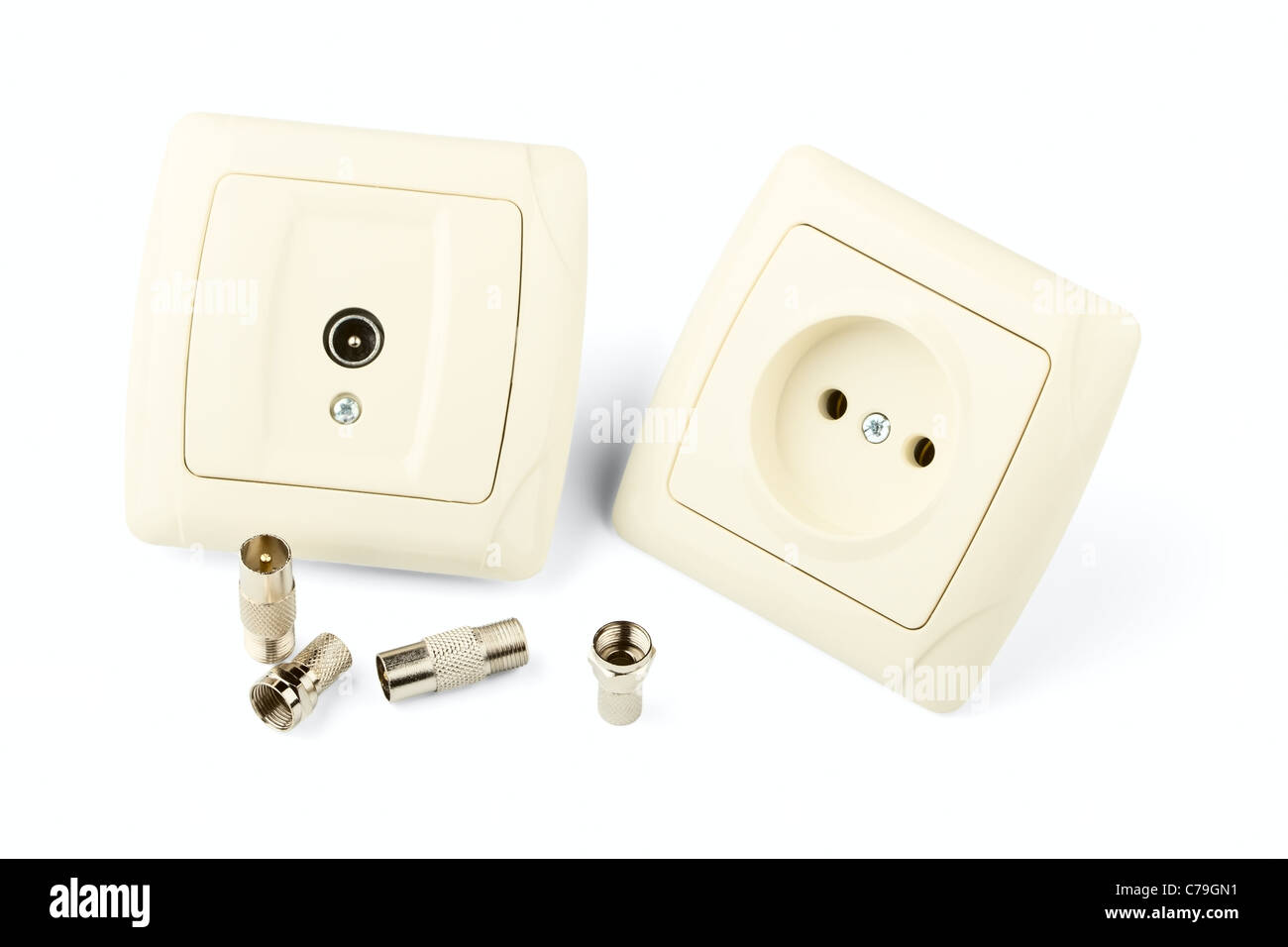 electric socket isolated on a white background Stock Photo - Alamy