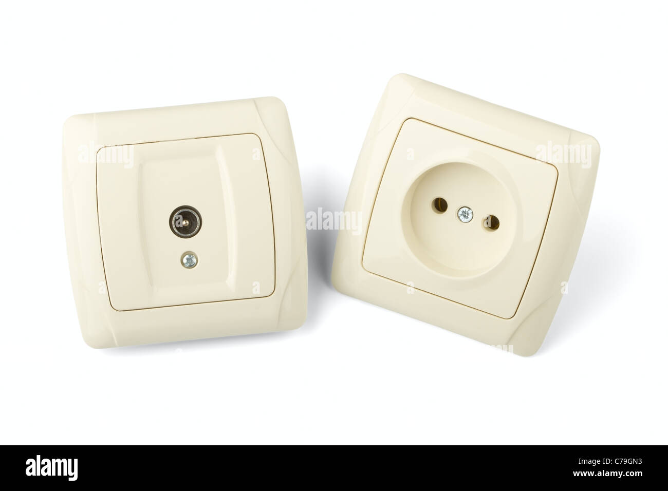electric socket isolated on a white background Stock Photo - Alamy