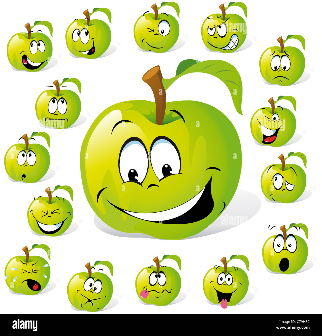 Cartoon apple face hi-res stock photography and images - Alamy