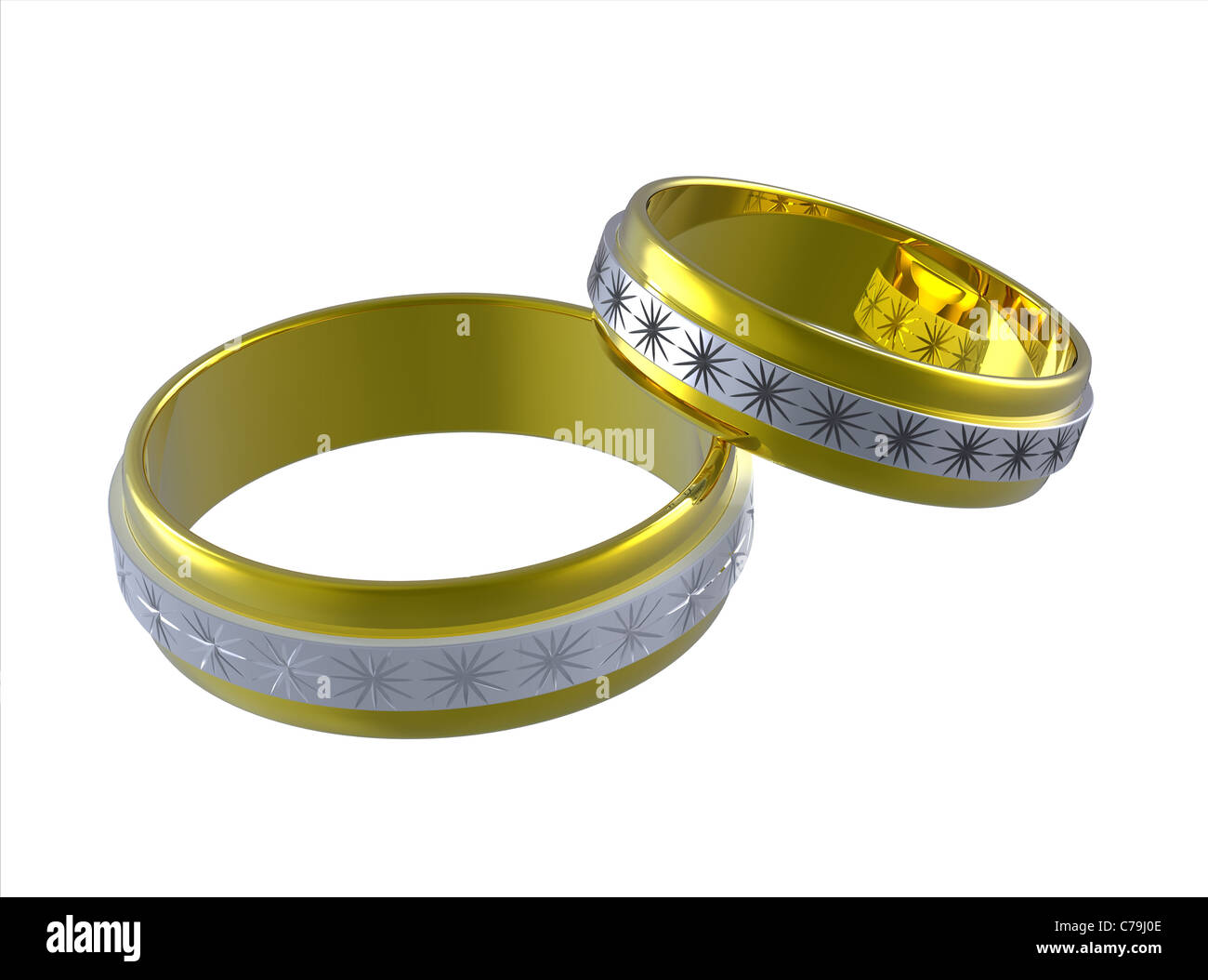 Two wedding rings, render, isolated on white Stock Photo - Alamy