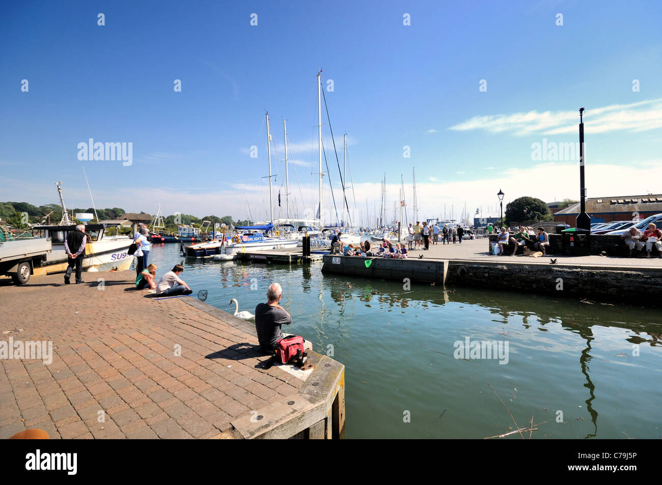 Lymington harbour front on summers Day Stock Photo - Alamy