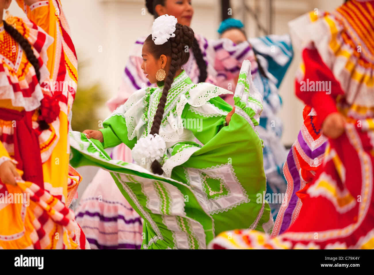 young girls dance for Old Spanish Days, Fiesta, Santa Barbara ...