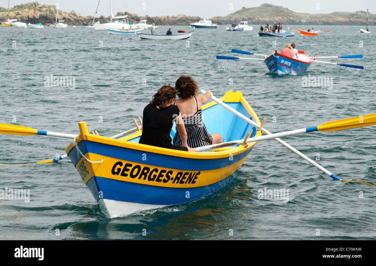 Chausey regattas, racing with dory boat (Chausey islands, Manche ...
