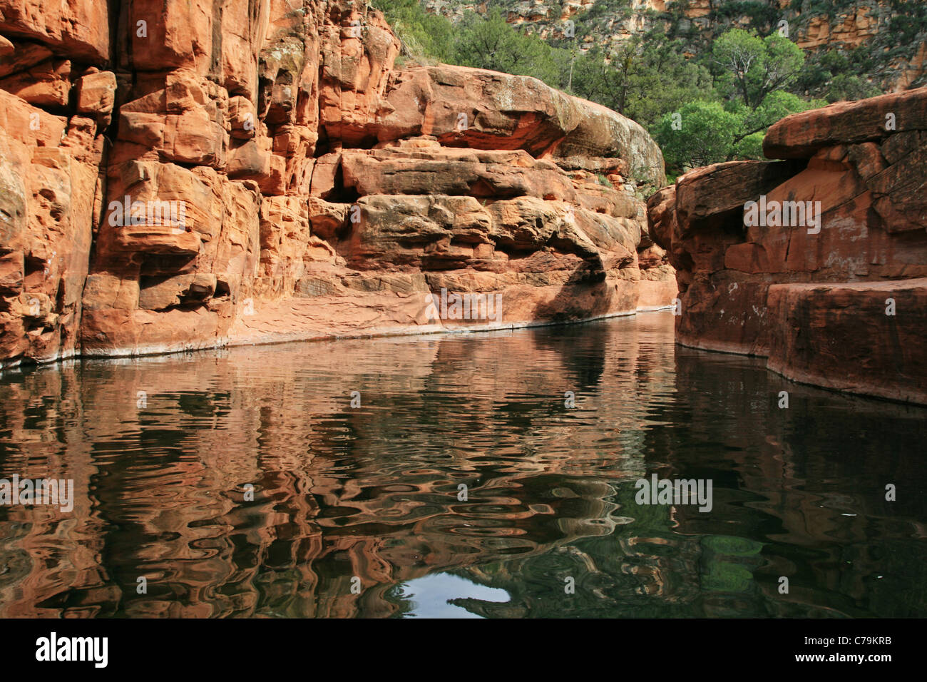 Arizona red rock swimming hole in Arizona with jumping rock Stock Photo ...