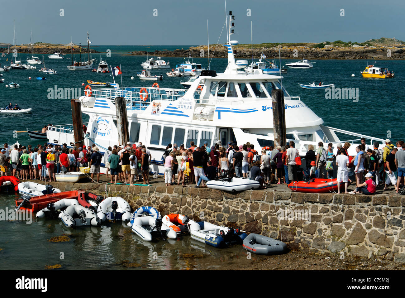 Boarding dock, Chausey islands, channel : Le Sound, departure for ...