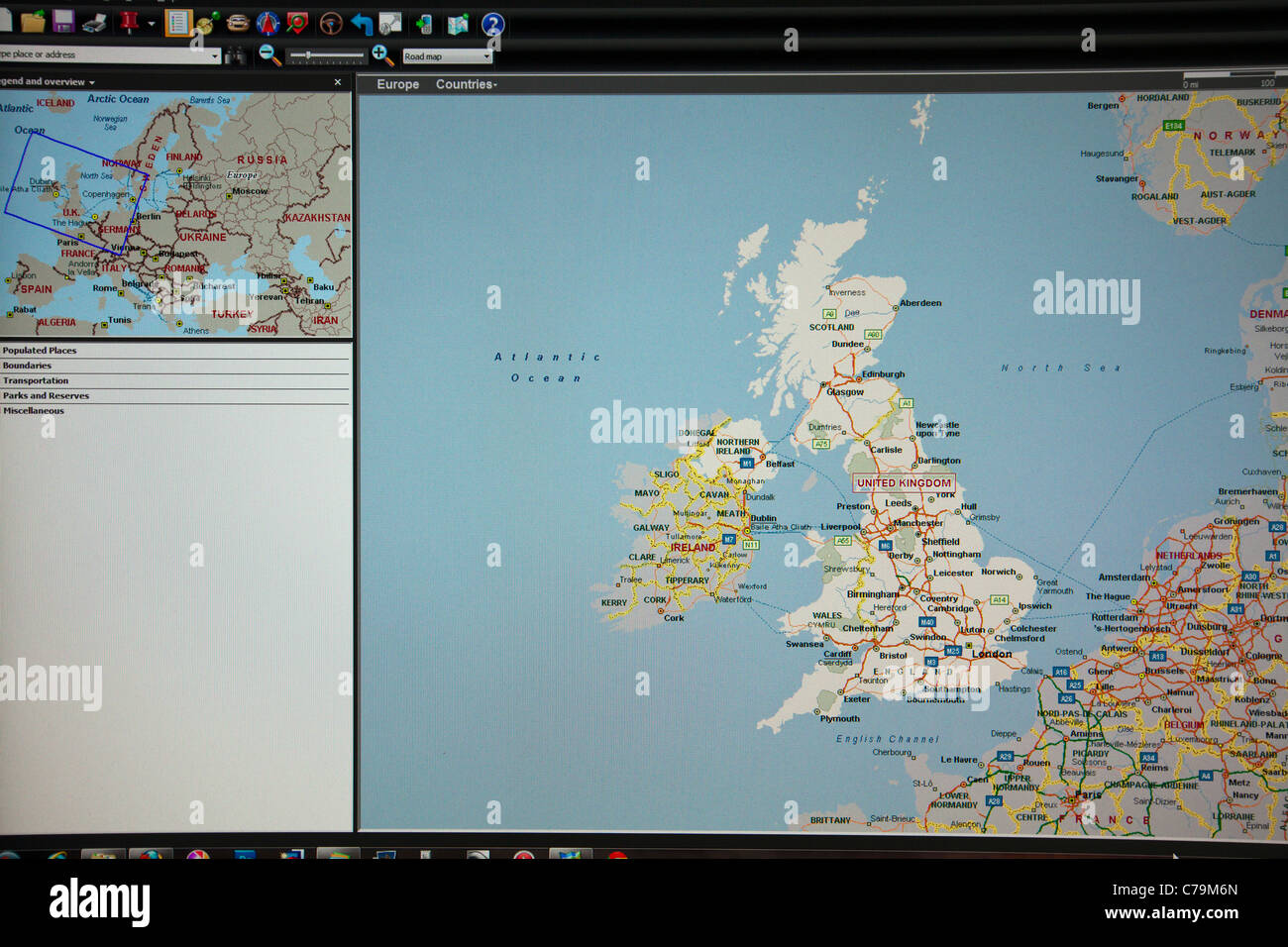 computer screen grab of microsoft autoroute vehicle travel navigation ...