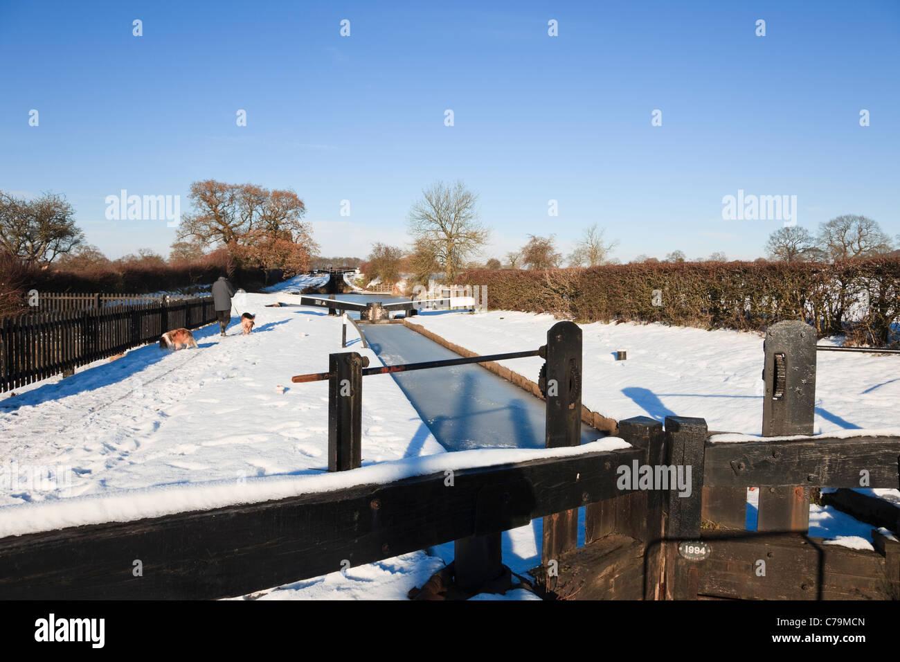 Cheshire England UK. Lock 5 at Bosley locks on Macclesfield canal in ...