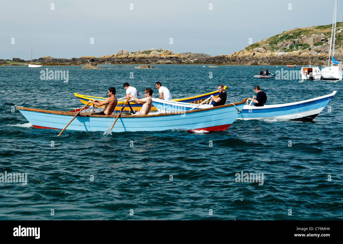 Chausey regattas, racing with dory boat (Chausey islands, Manche ...