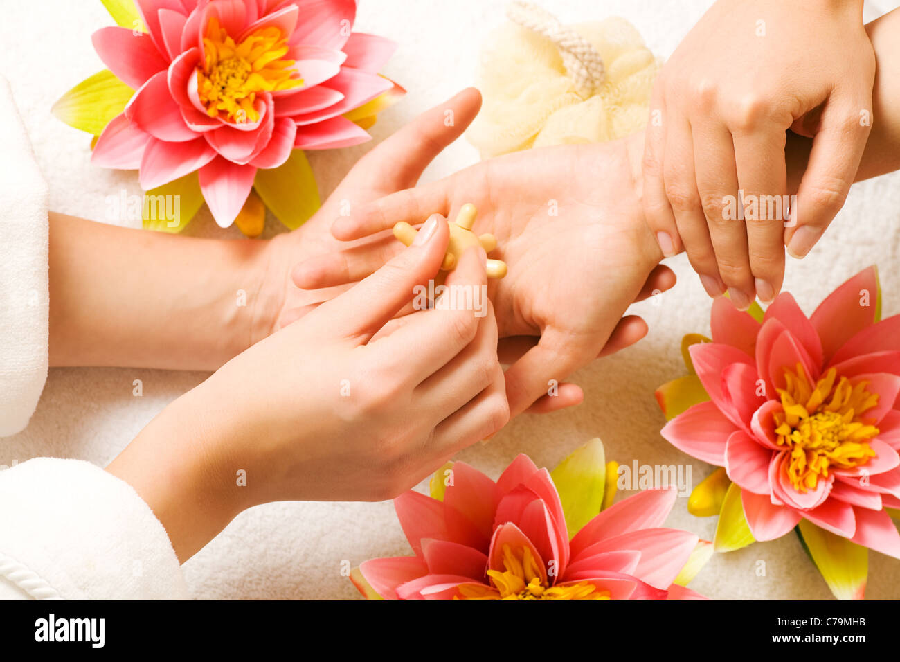 Woman getting a hand massage (close up on hands Stock Photo - Alamy