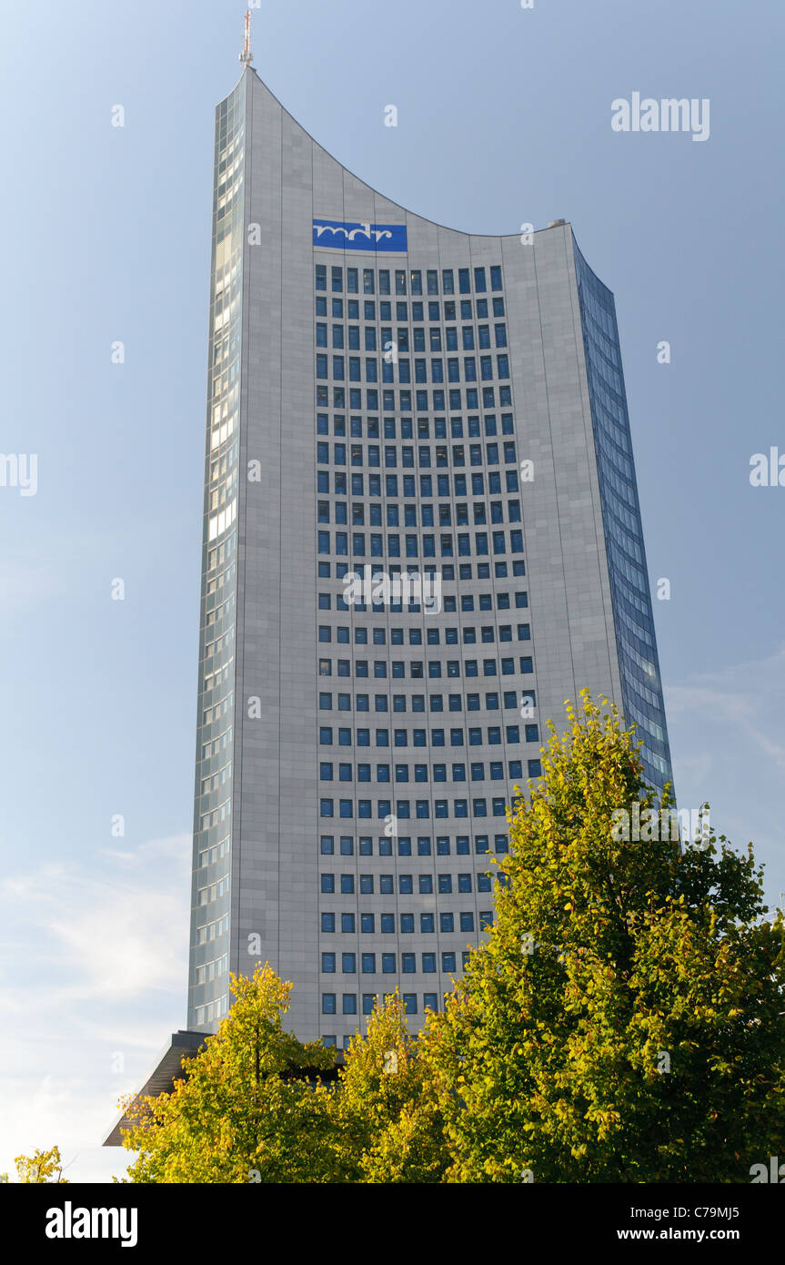 City-Hochhaus skyscraper, Panorama Tower, MDR, Leipzig, Saxony, Germany ...